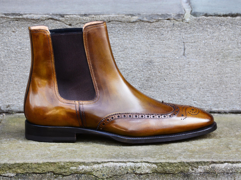 OLIVE CHELSEA WINGTIP BOOTS – Correspondent Shoes Store